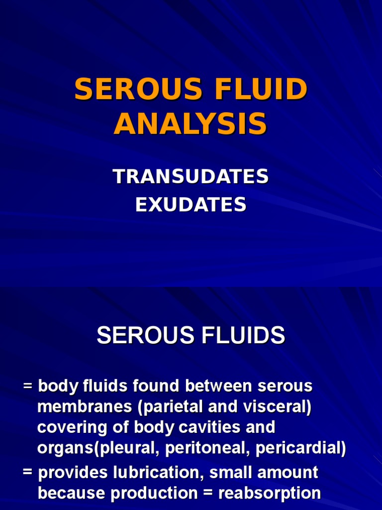 Serous Fluids | PDF | Medical Specialties | Clinical Medicine