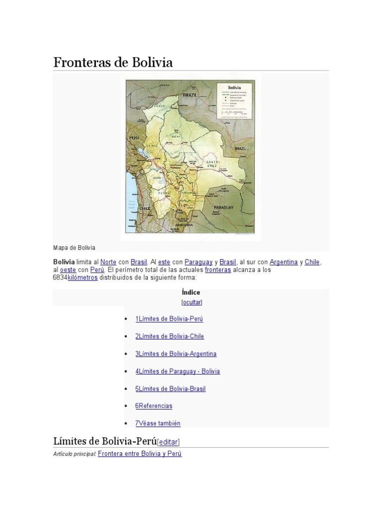 Límites y Fronteras de Bolivia | PDF | Ciencias de la Tierra | Geografía