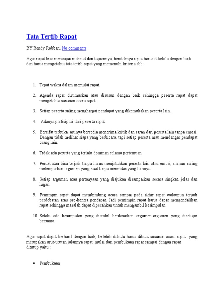 Tata Tertib Rapat | PDF | Karier & Perkembangan
