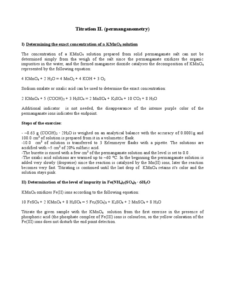 Permanganometry PDF | PDF