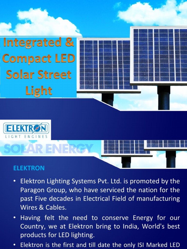 Elektron Solar LED Street Lights Overview | PDF | Solar Panel ...