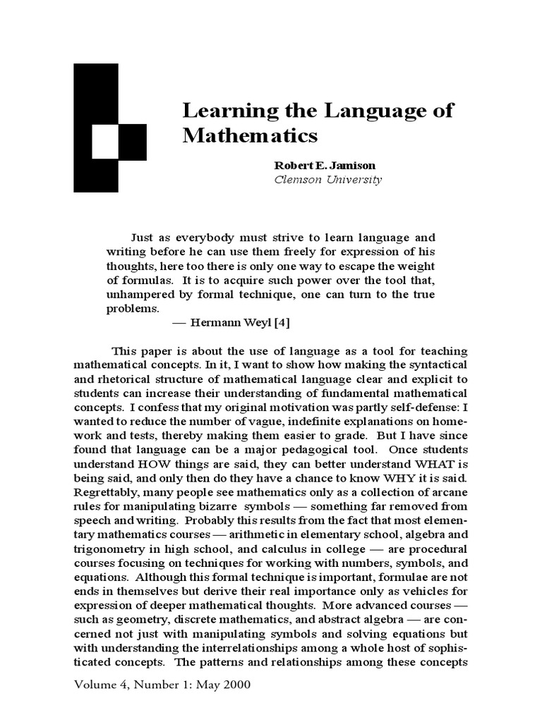 Learning The Language of Mathematics | PDF | Definition | Logical ...