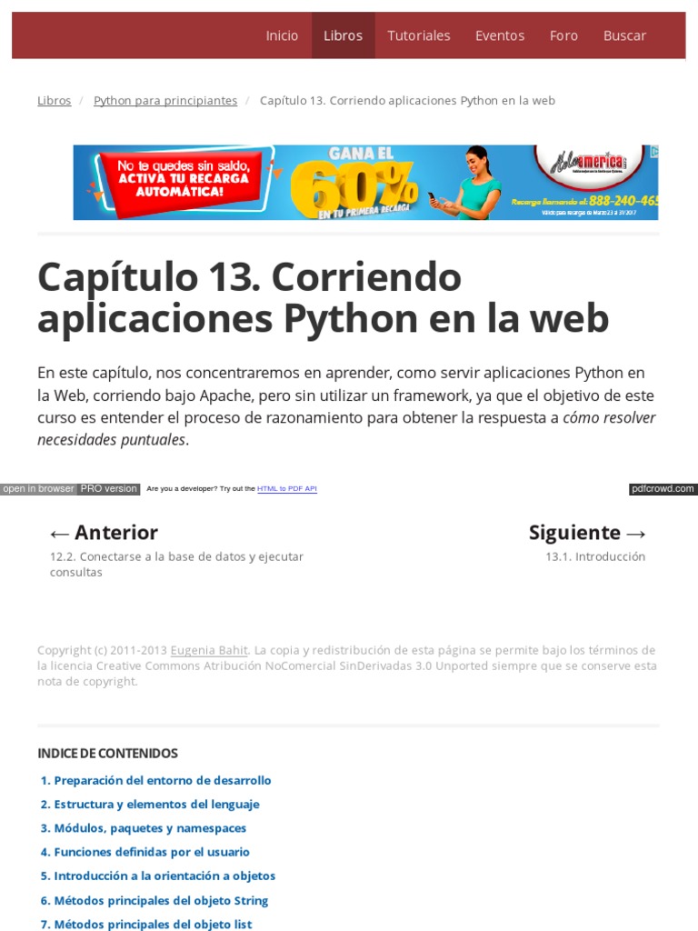 Capítulo 13. Corriendo Aplicaciones Python en La Web | PDF | Python ...