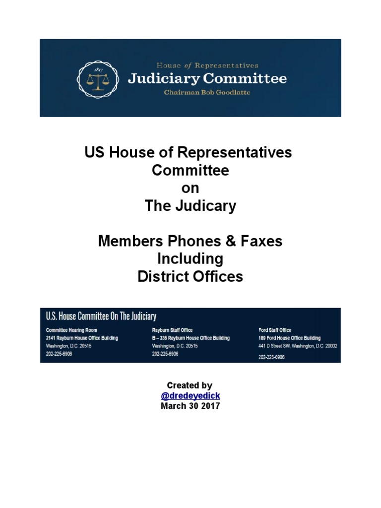 House Judiciary Committee Contact List - All Members & District Offices ...