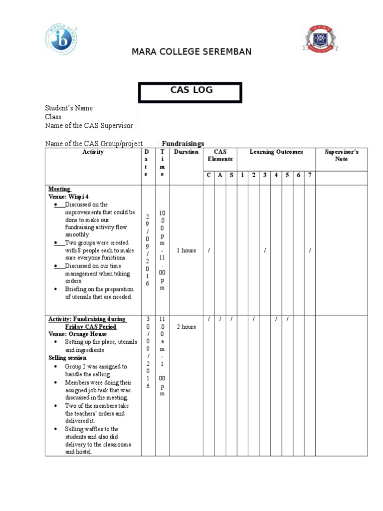 Example of CAS Log For IB | PDF | Educational Psychology | Applied ...