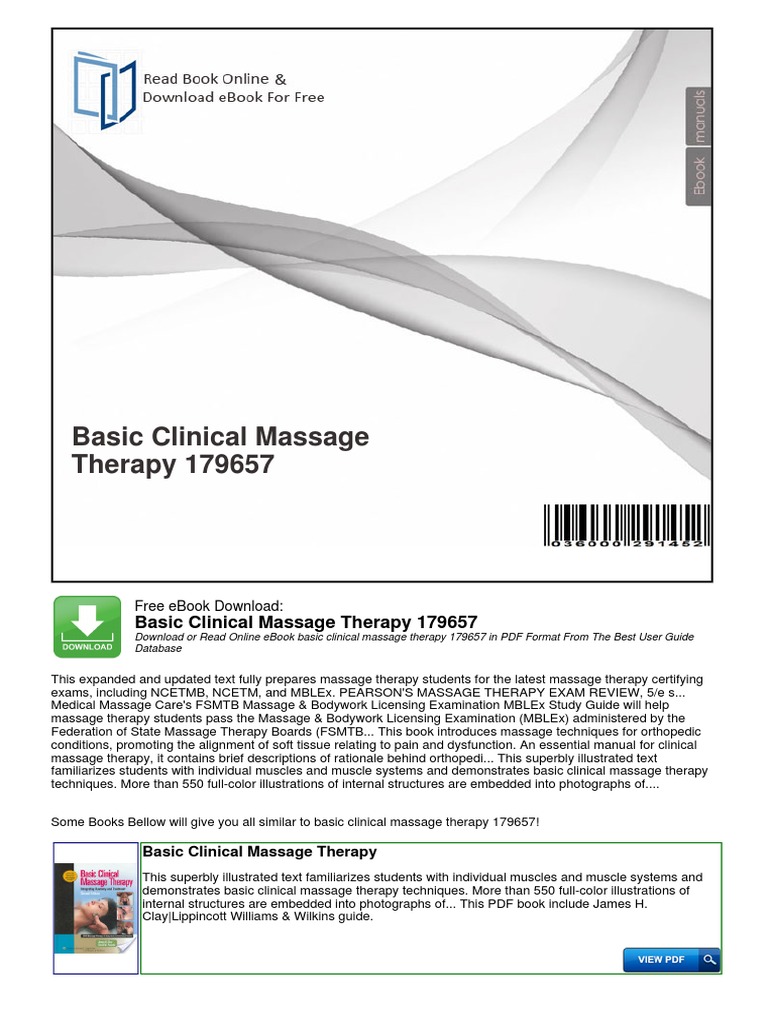 Basic Clinical Massage Therapy Guide | PDF | Massage | Textbook