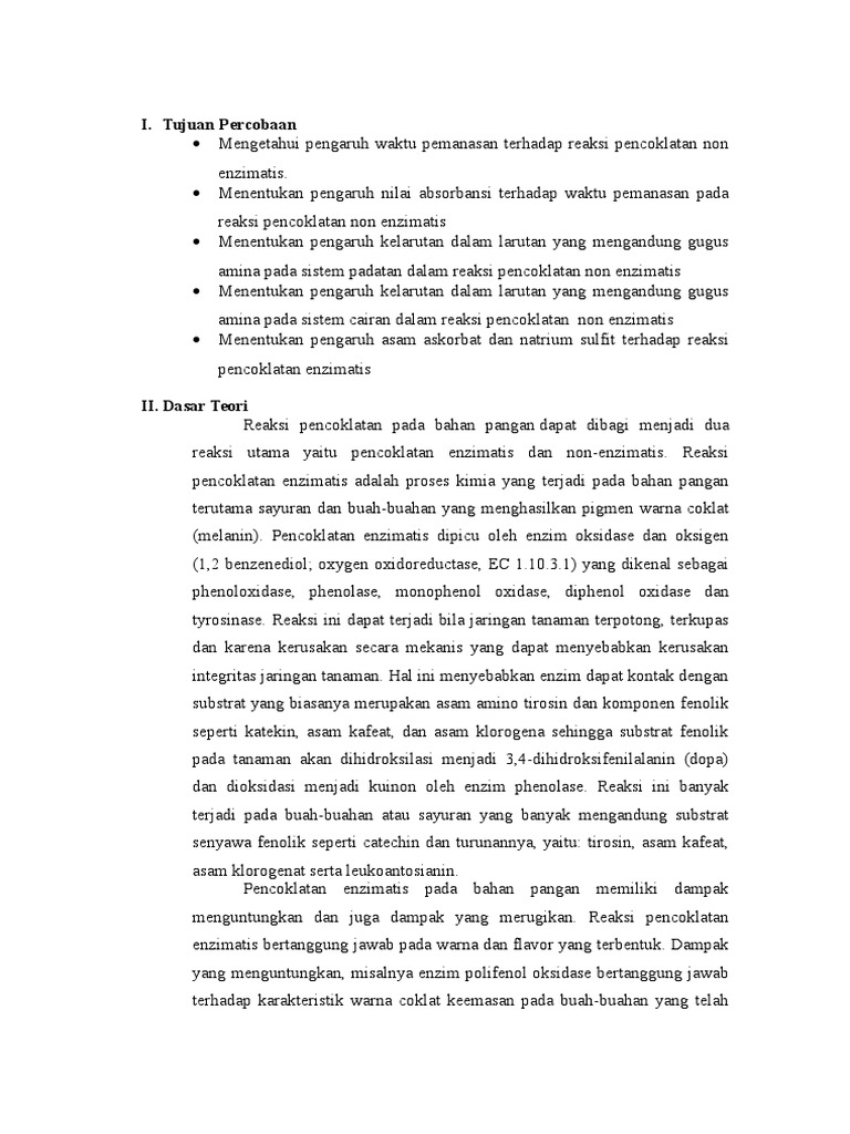 Pengaruh Pemanasan pada Pencoklatan | PDF