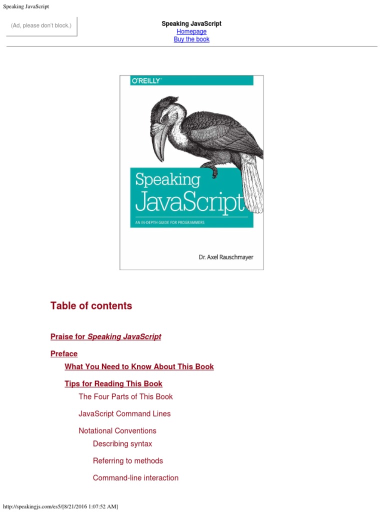 Speaking Javascript Pdf Scope Computer Science Java Script 5142