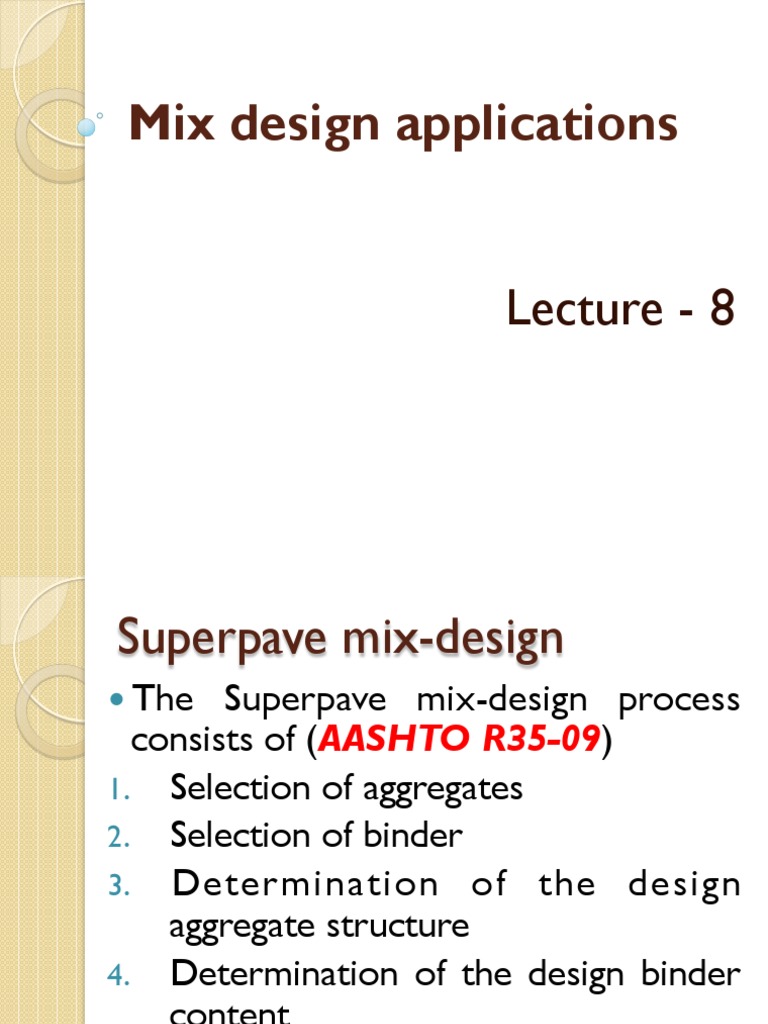 Lec - 8 Mix Design Applications PDF | PDF | Road Surface | Concrete