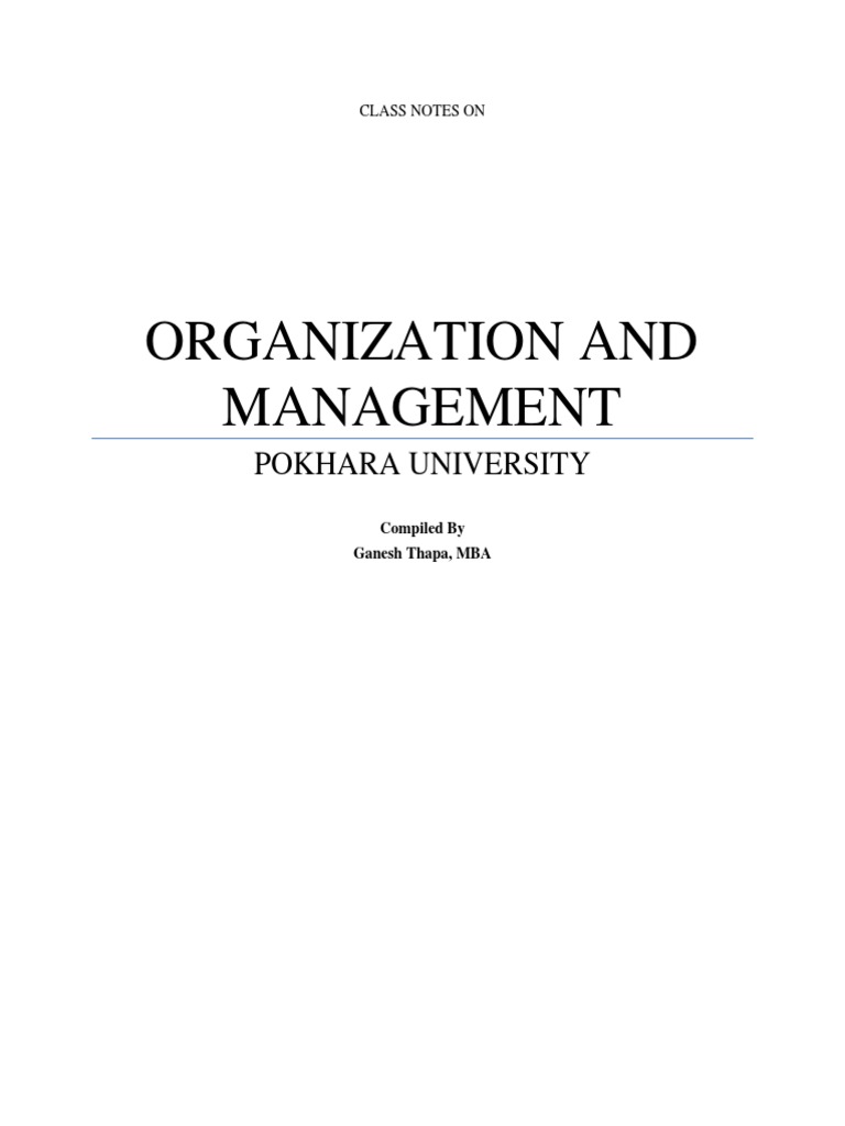 Organization and Management Full Note | Download Free PDF | Motivation ...