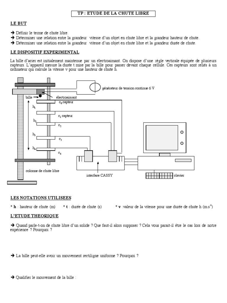 TP Chute Libre | PDF | Cinématique | Vitesse