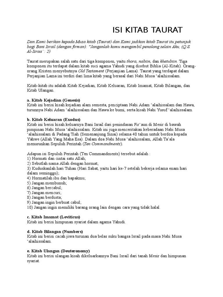 Isi Kitab Taurat | PDF