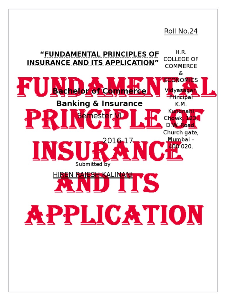 Principles of Insurance Project | PDF | Subrogation | Insurance