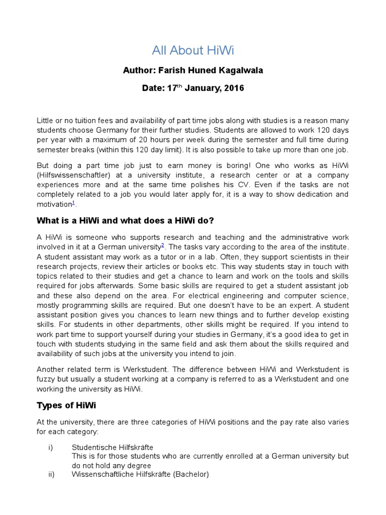 An Insider's Guide to Working as a HiWi: Understanding Student ...