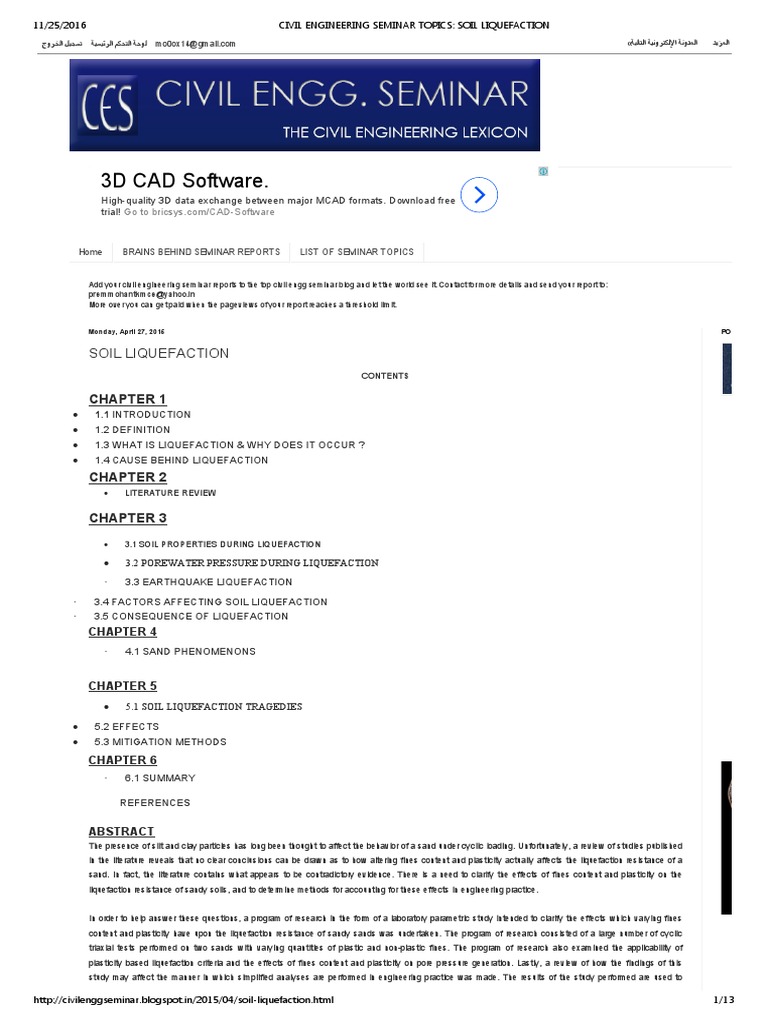 Civil Engineering Seminar Topics - Soil Liquefaction | PDF | Soil ...