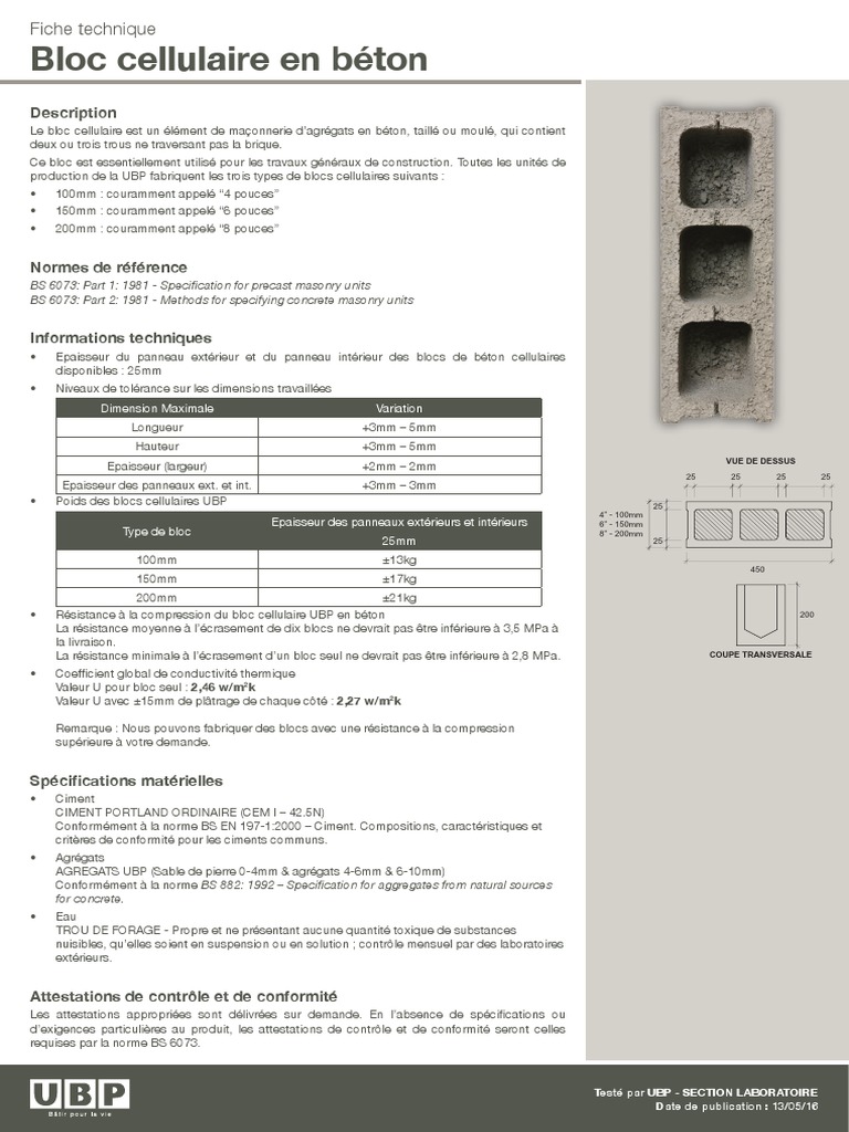 Fiche Technique Ubp Vf 22-09-16 1 | Béton | Matériaux de construction