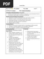 Grade 6 Lesson Plan: Separating Mixtures | PDF | Filtration | Mixture