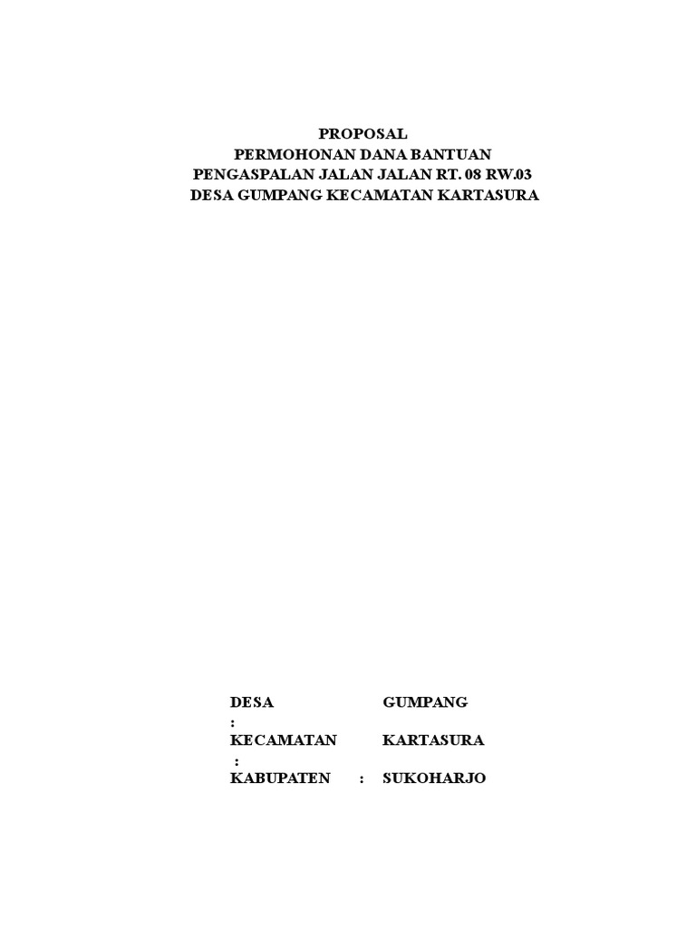 Contoh Proposal Perbaikan Jalan RT 08 RWIII | PDF