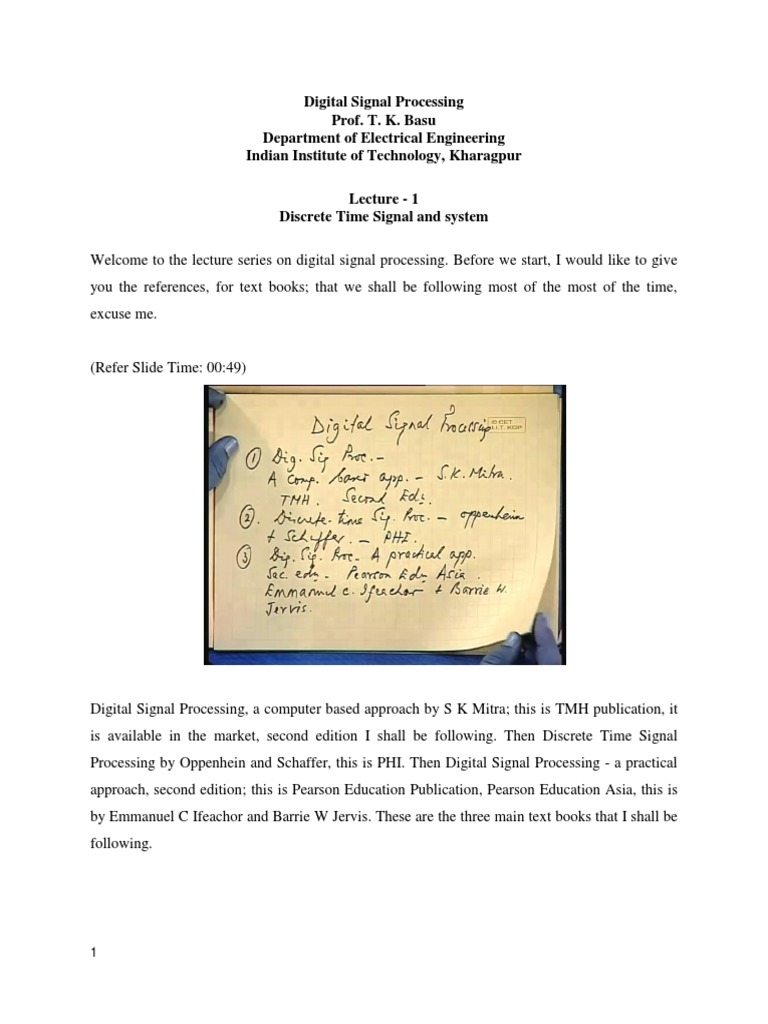 Digital Signal Processing Lecture Overview | PDF | Signal (Electrical ...