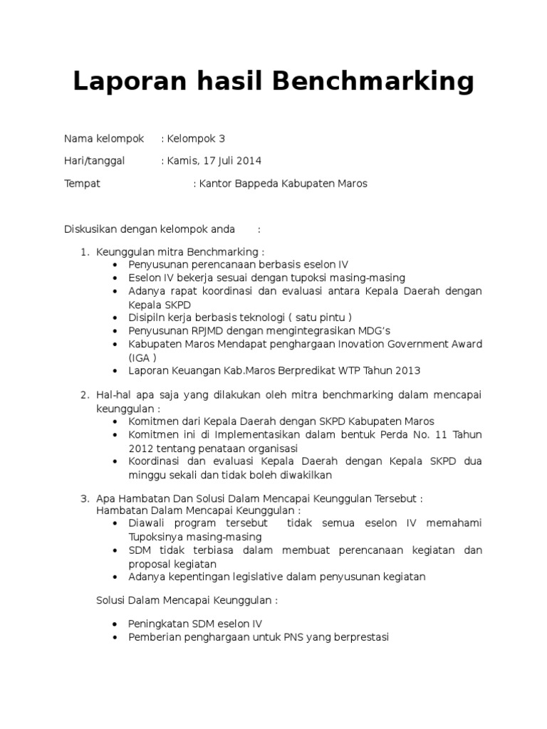 Laporan Hasil Benchmarking | PDF