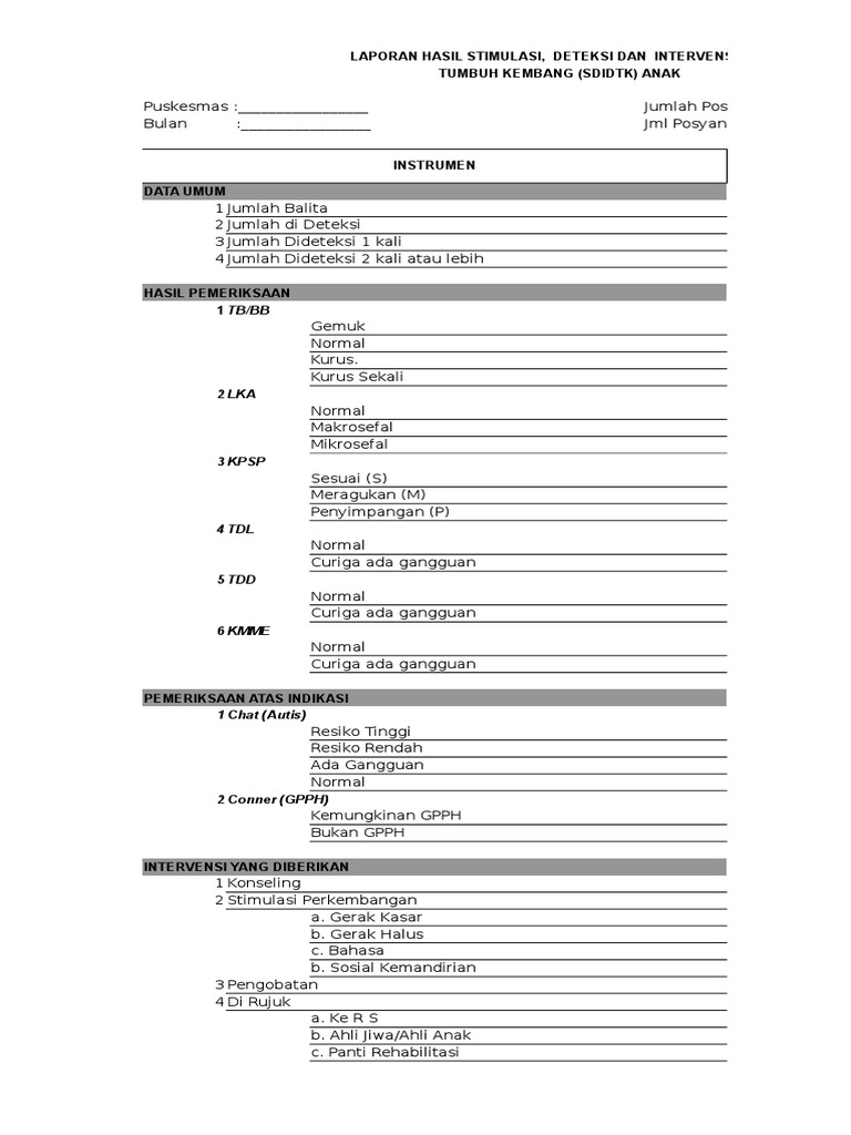 Format Lap. SDIDTK | PDF