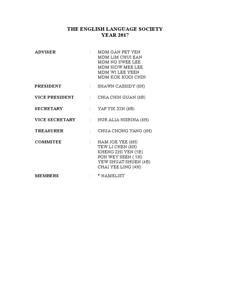 The English Language Society | PDF