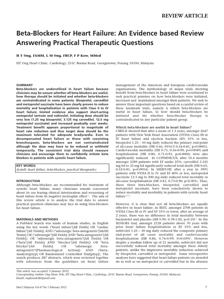 Beta-Blockers for Heart Failure | Heart Failure | Cardiology