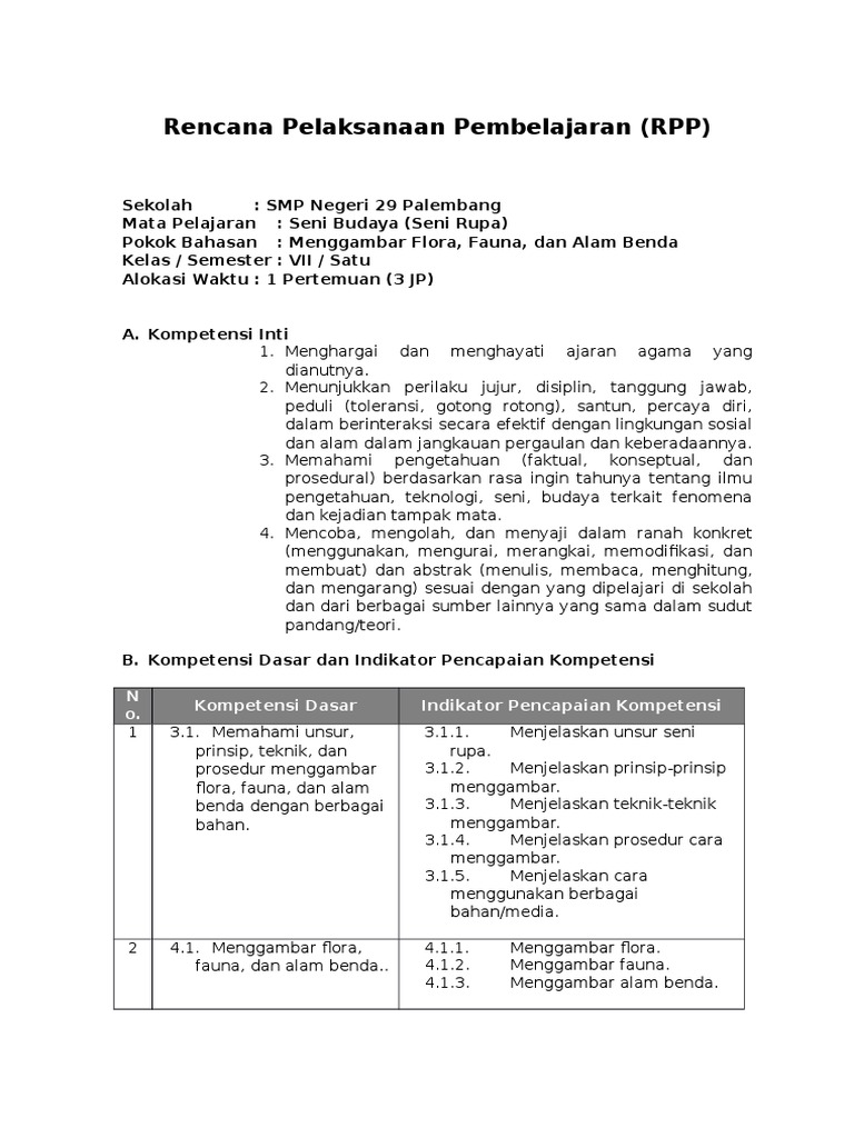 Contoh RPP - SENI RUPA | PDF