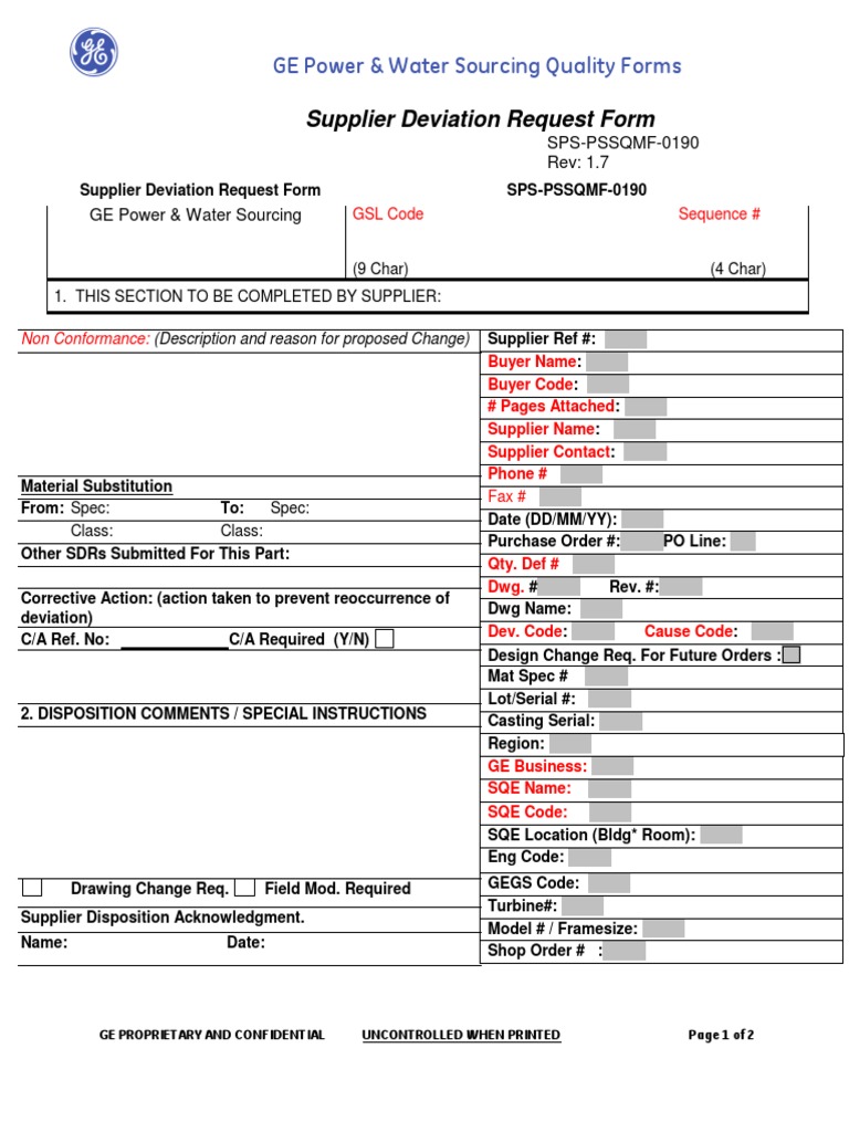 Supplier Deviation Request Form | PDF | Computing | Computing And Information Technology