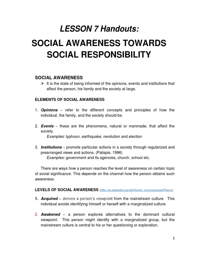 Cultivating Social Awareness and Responsibility: Understanding the ...