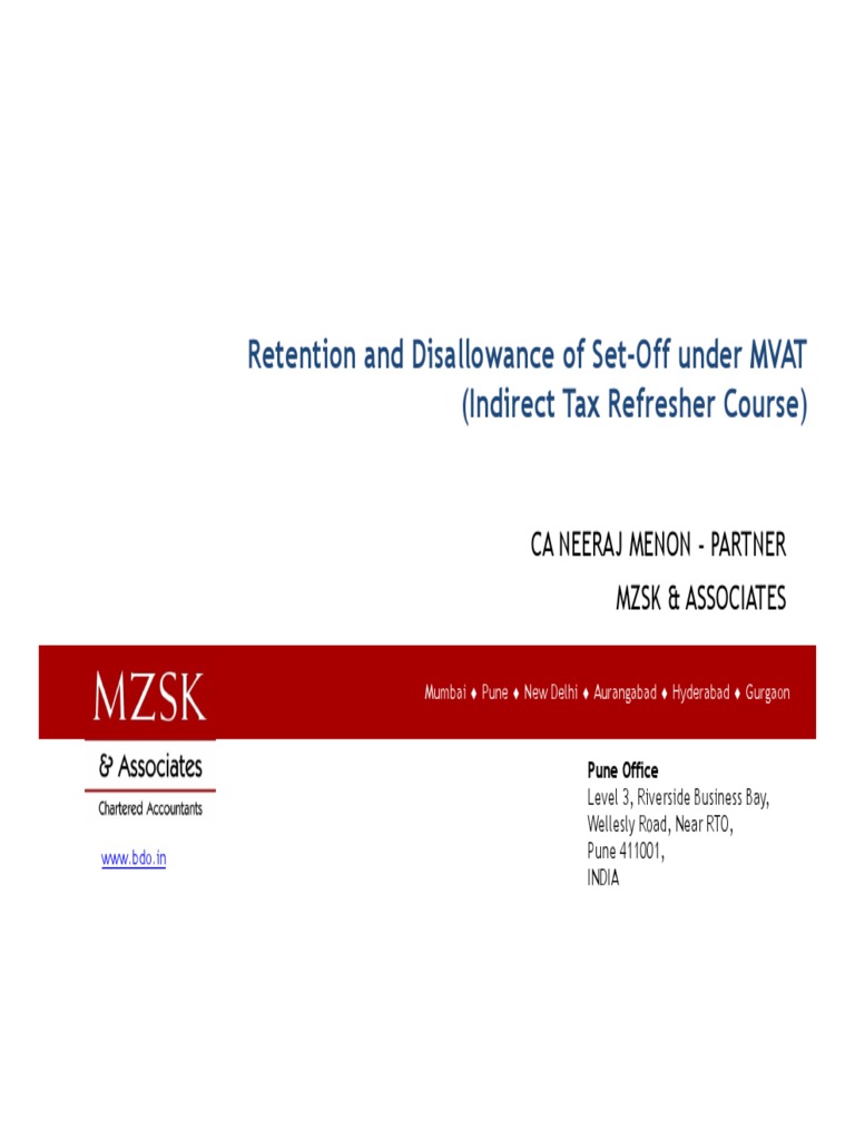 MVAT Set-Off Rules & Exceptions | PDF | Taxes | Value Added Tax