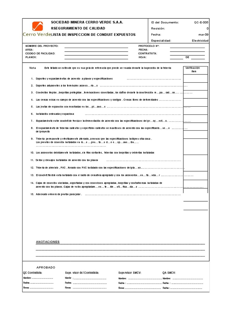 Anexo 04 Formatos de Control de Calidad | Descargar gratis PDF | Science | Ingeniería