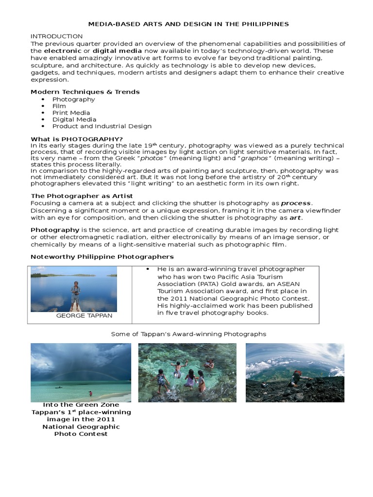 Media-Based Arts and Design in The Philippines | Animation | Leisure