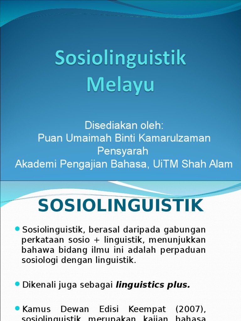 Komuniti Bahasa Dalam Sosiolinguistik Bahasa Melayu