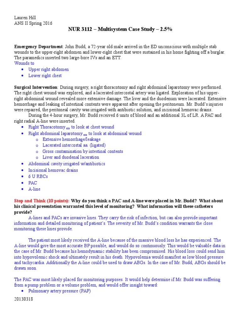 Ans Multisystem Case Study | PDF | Shock (Circulatory) | Sepsis
