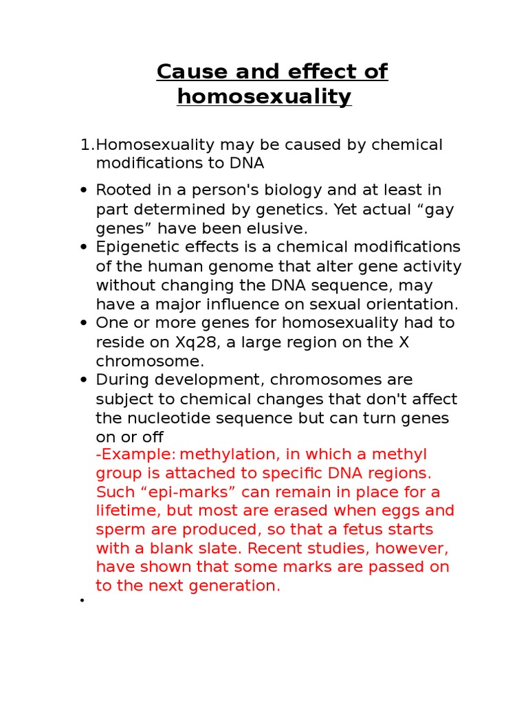 Cause and Effect of Homosexuality | PDF | Science & Mathematics