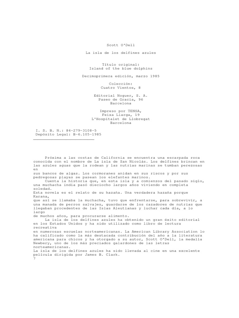 Fichas De Trabajo Sobre La Isla De Los Delfines Azules