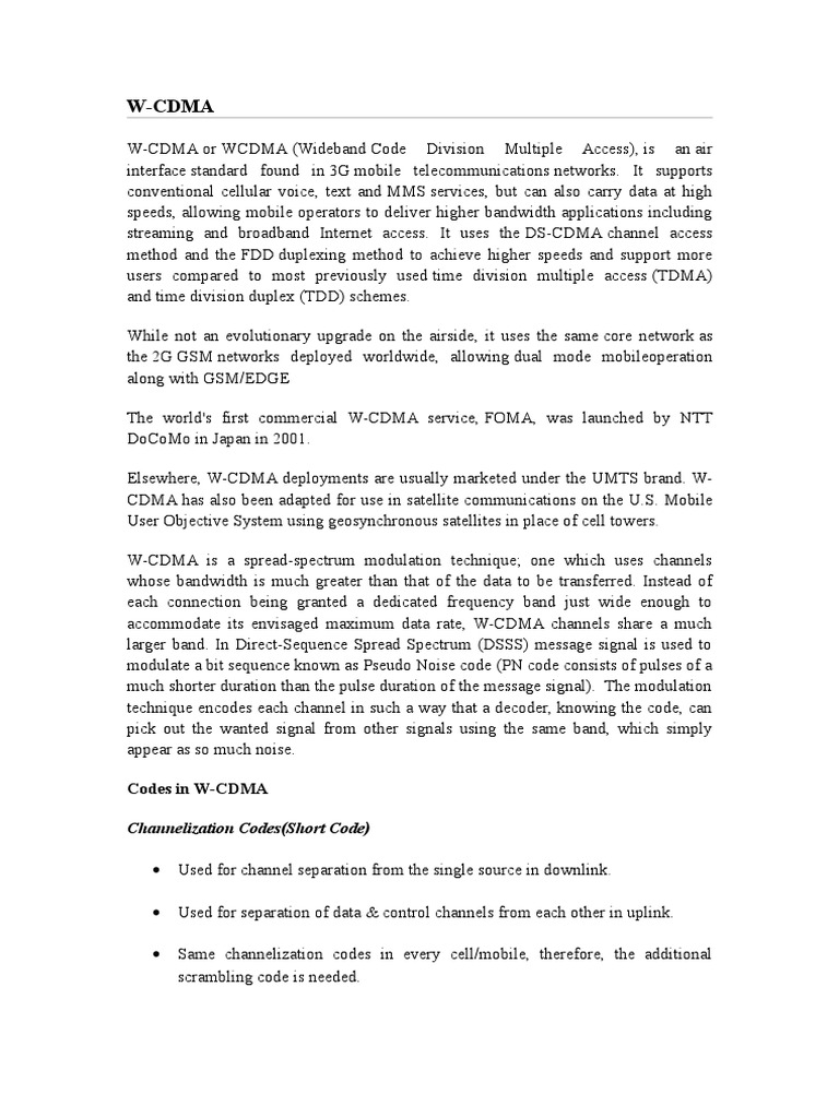 WCDMA UMTS and CDMA 2000 | PDF | Data Transmission | Telecommunications Standards