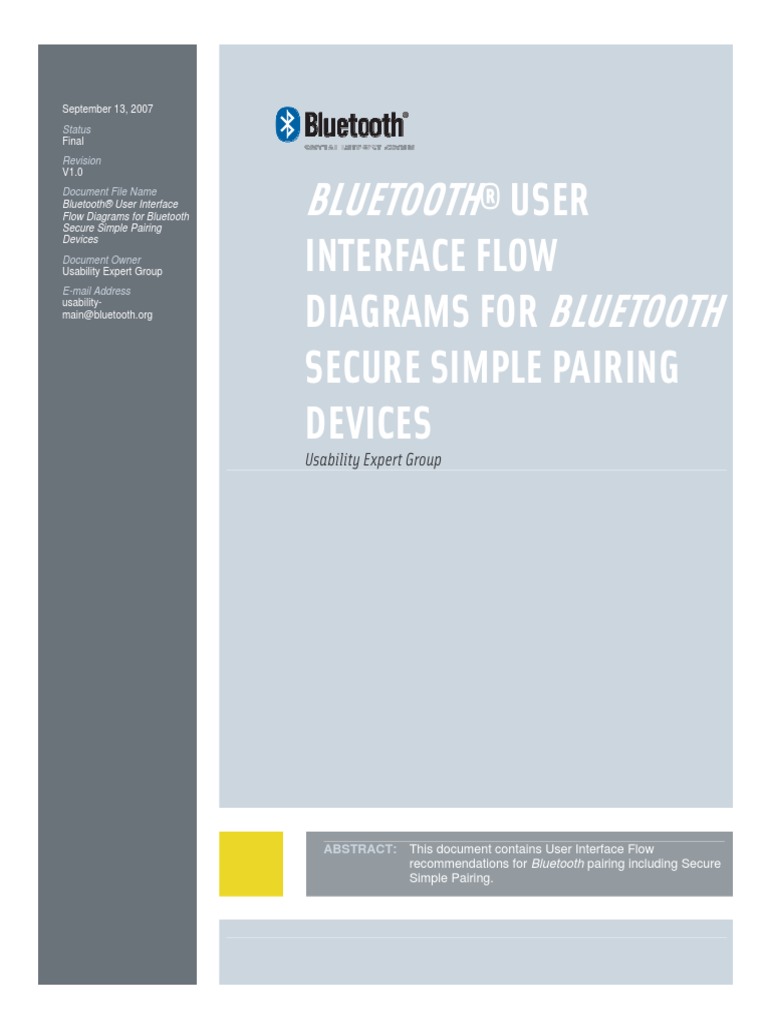 Bluetooth Secure Simple Pairing User Interface Flow Whitepaper | PDF ...
