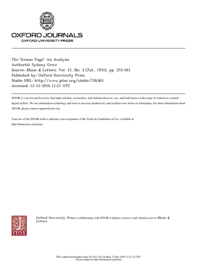 The 'Grosse Fuge' An Analysis | PDF | Musical Compositions | Musicology