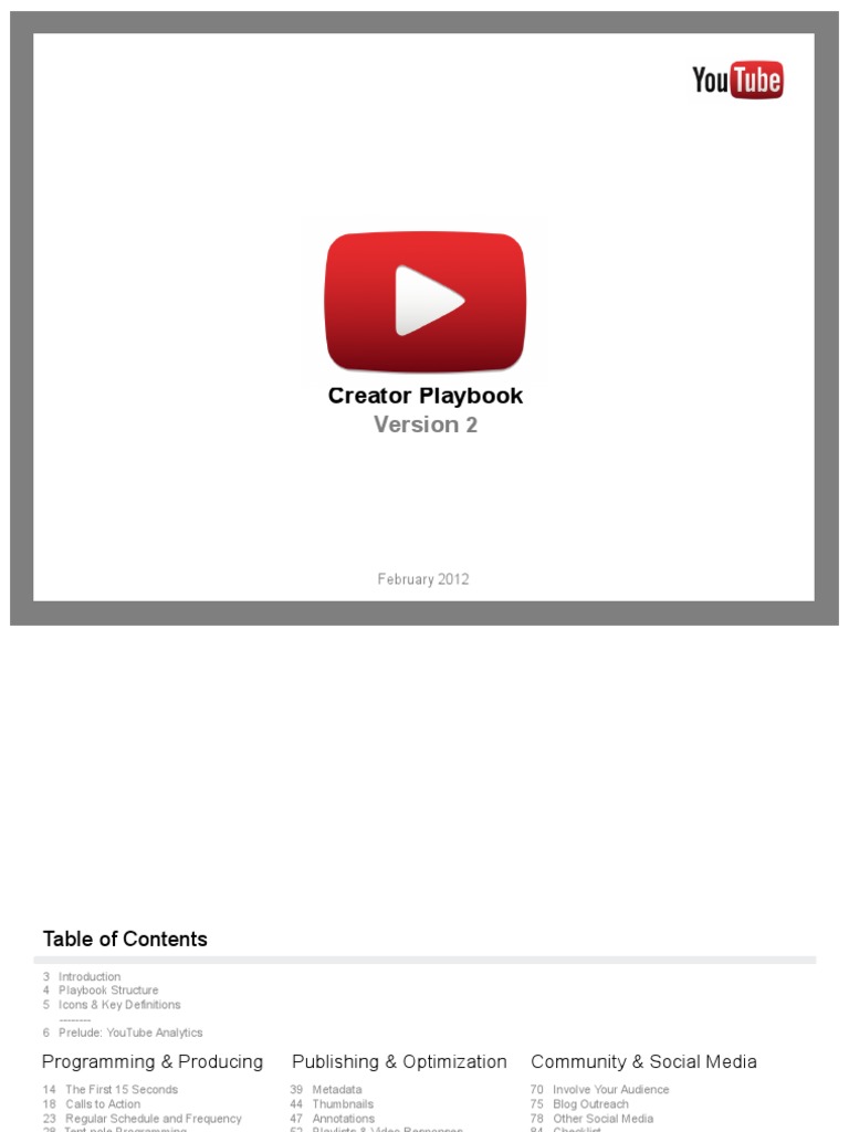 YouTube Creator Playbook Overview | PDF | You Tube | Audience Measurement