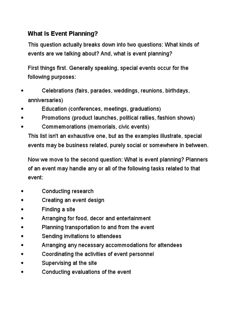 What Is Event Planning PDF Strategic Management Business Plan
