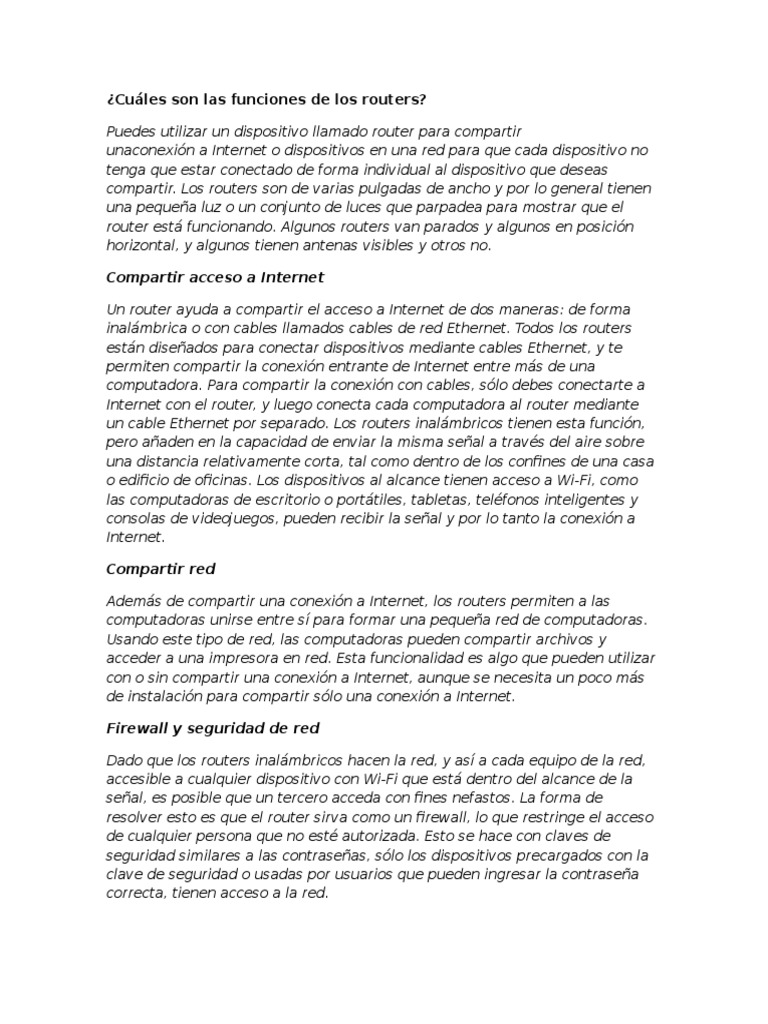 Funciones Del Router | PDF | Arquitectura de internet | Áreas de ...