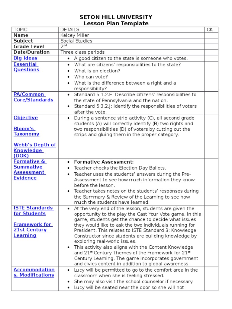 Social Studies Lesson Plan 3 | PDF | Educational Assessment | Lesson Plan