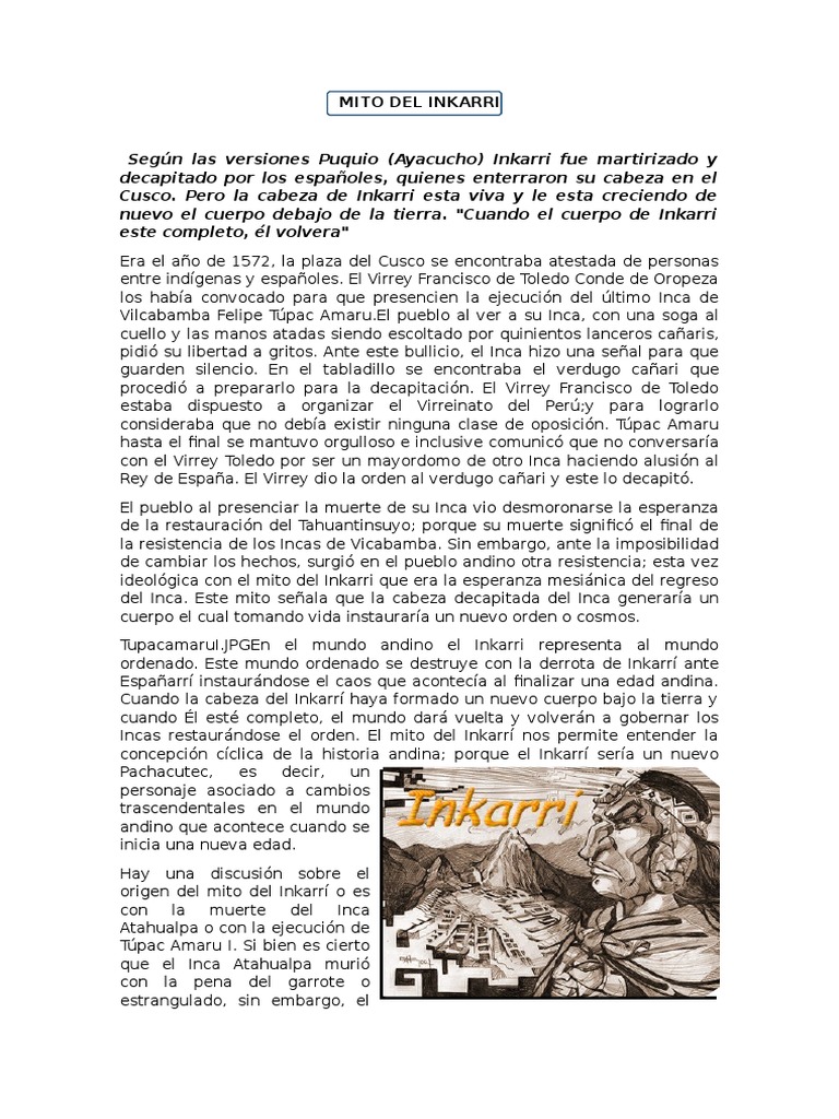 Mito del Inkarri: Resumen y Significado | PDF | Imperio Inca | Perú