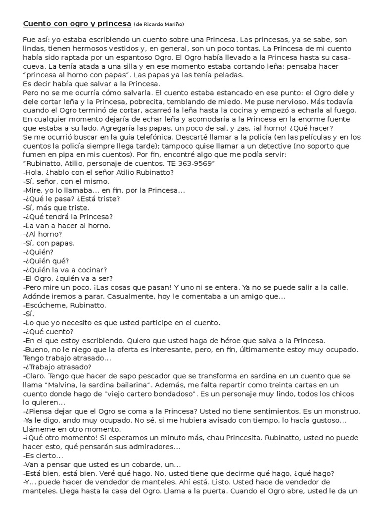Cuento Con Ogro y Princesa de Ricardo Mariño | PDF | Ocio