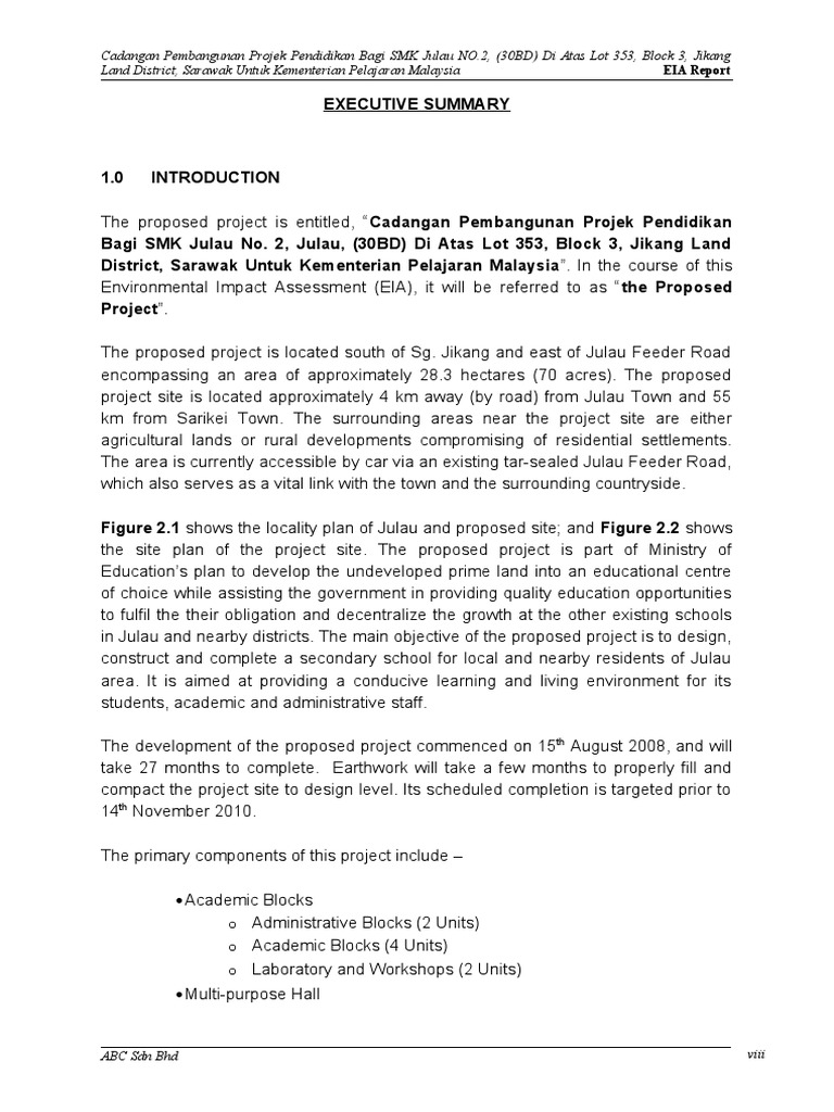 EIA Executive Summary | PDF | Environmental Impact Assessment | Waste ...