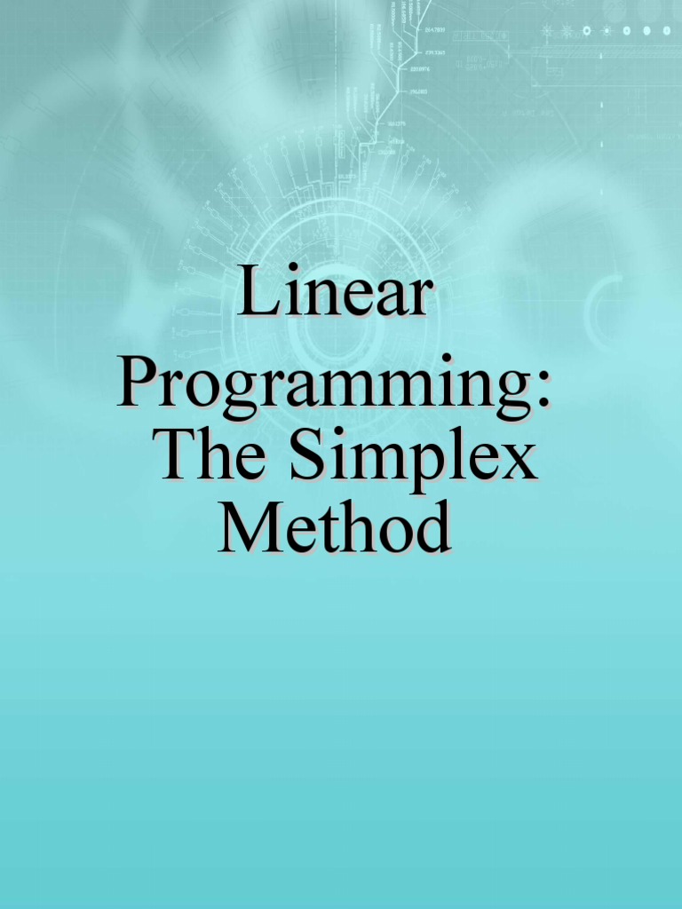 Linear Programming The Simplex Method Pdf Mathematical Optimization Theoretical Computer