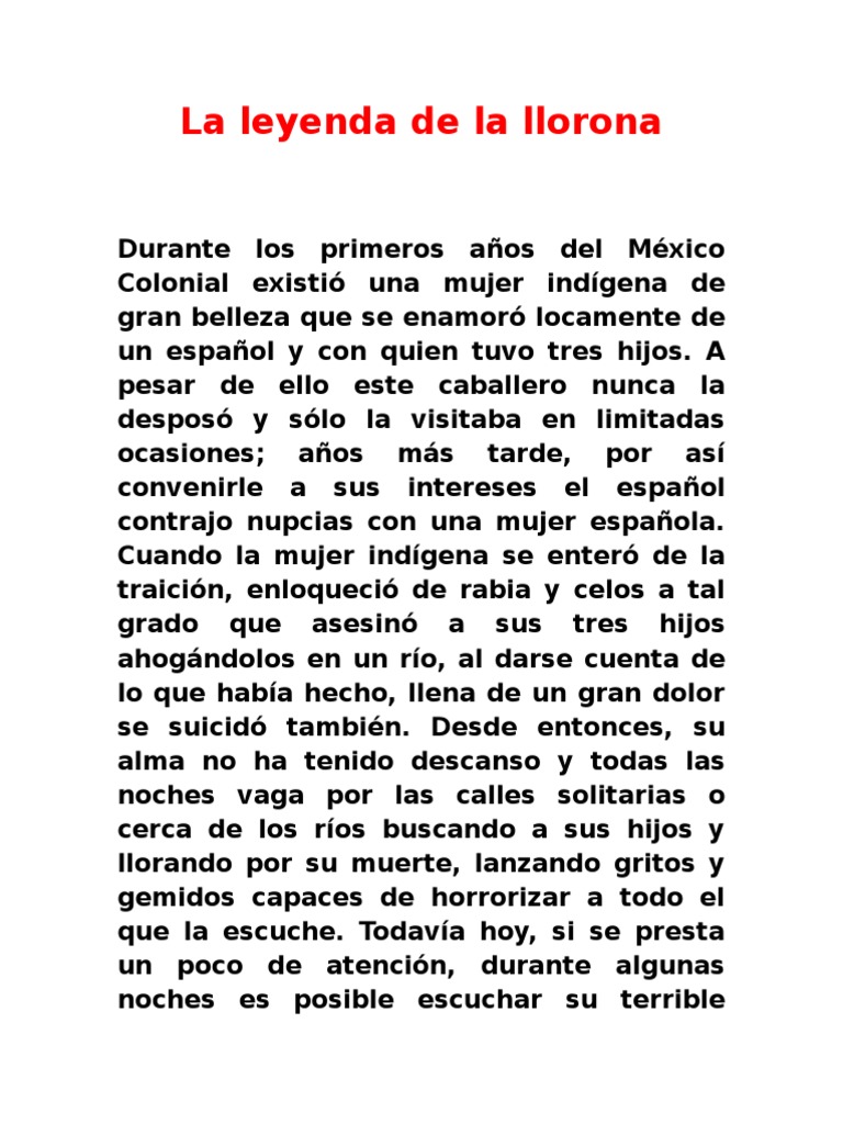 La Leyenda de La Llorona | PDF