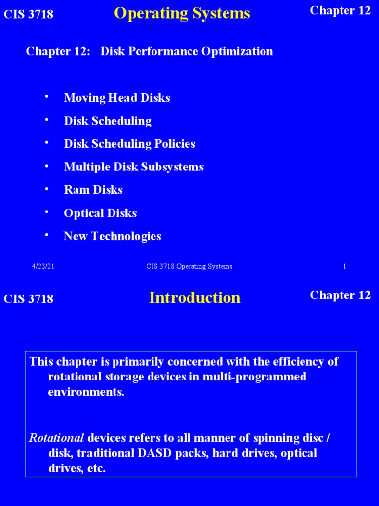4/23/01 CIS 3718 Operating Systems 1 | PDF | Hard Disk Drive | Computer ...
